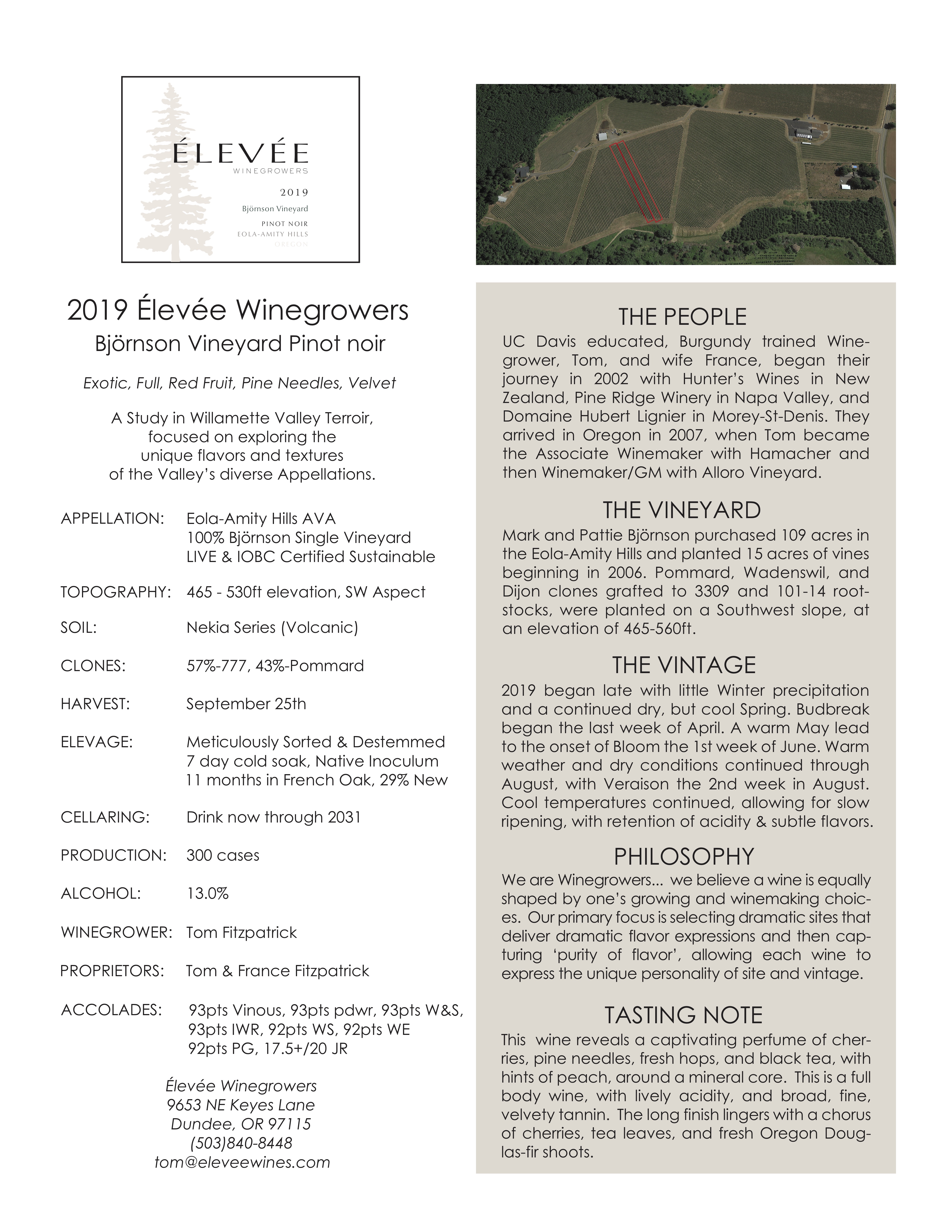 Elevee Winegrowers - Tech Sheets